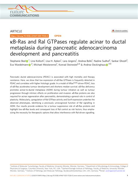 PDF κB Ras and Ral GTPases regulate acinar to ductal metaplasia