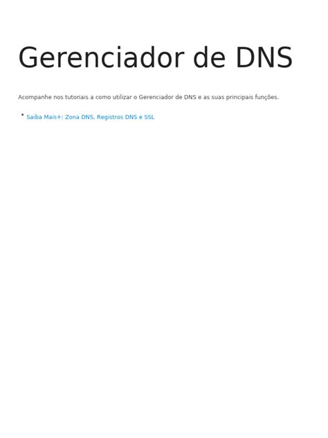 Gerenciador De Dns Pdf Sistema De Nomes De Domínio Dns Endereço De Ip