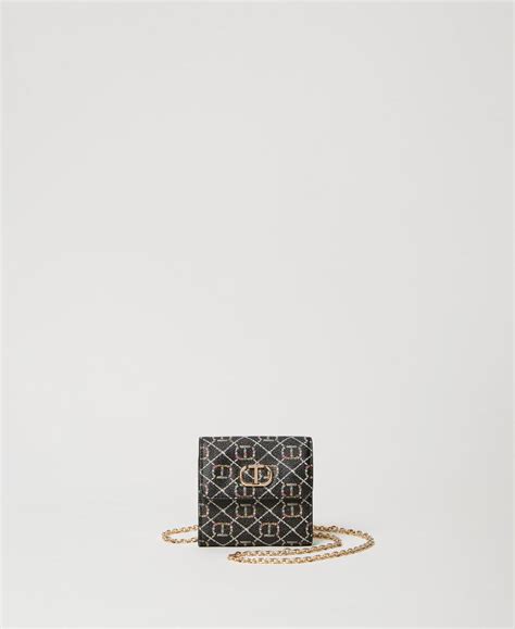 Coin Holder With Shoulder Strap And Oval T Woman Black Twinset Milano