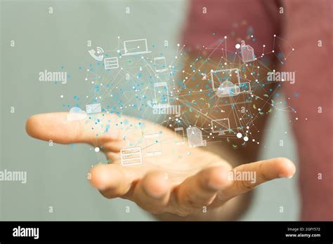 Closeup Of 3d Rendered Figures Of Technological Devices In A Mans Hand