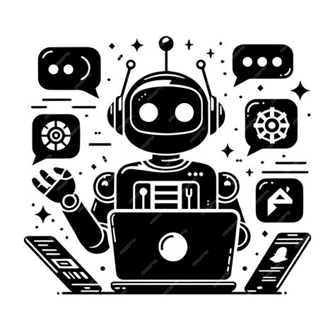 Chatbot Conversation Vector Art Black Vector Silhouette Premium Ai