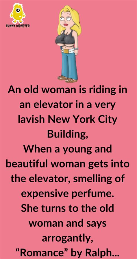 An Old Woman Is Riding In An Elevator Funny Monster