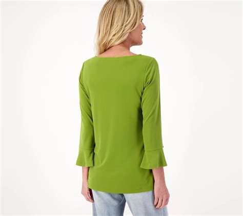 Susan Graver Every Day Liquid Knit Bateau Neck Bell Sleeve Top