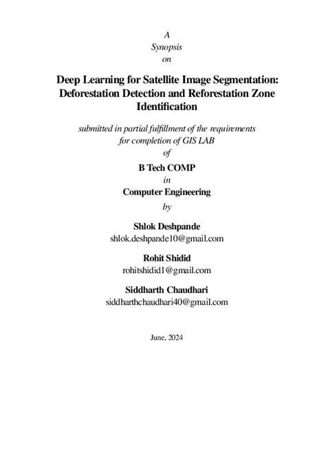 Pdf Deep Learning For Satellite Image Segmentation Deforestation