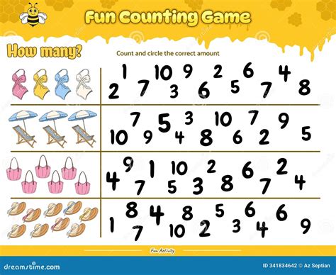 Count And Circle The Correct Number Beehive Theme Stock Vector Illustration Of Font Math