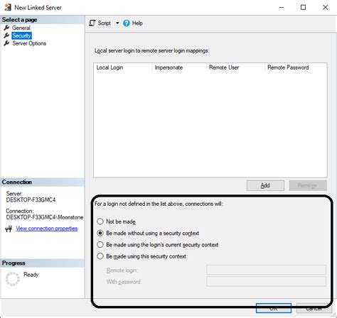 New Dbalinkedserver Allow For Updates To The Security Context Setting