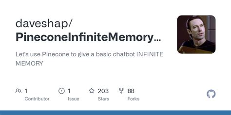 Github Daveshappineconeinfinitememorychatbot Lets Use Pinecone To