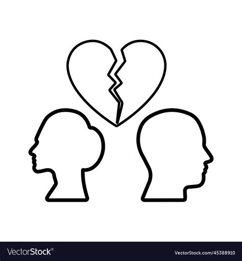 Broken Coming Divorce Outline Icon Line Art Vector Image