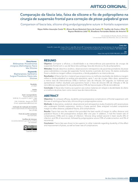 PDF Comparação da fáscia lata faixa de silicone e fio de