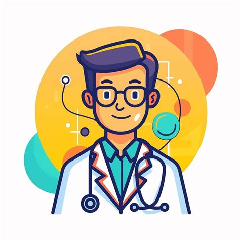 A Drawing Of A Doctor With Glasses And A Stethoscope Premium Ai Generated Image