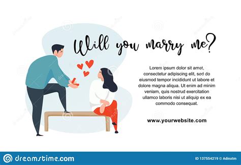 Will You Marry Me Text With Cute Couple In Love Character For Valentine