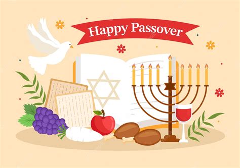 Premium Vector Happy Passover Illustration With Matzah And Pesach