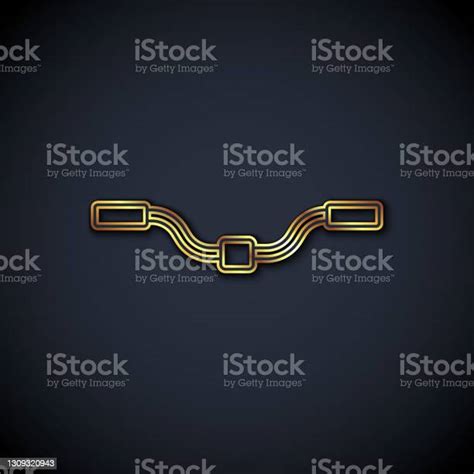 검은 색 배경에 격리 된 골드 라인 자전거 핸들바 아이콘 벡터 두발자전거에 대한 스톡 벡터 아트 및 기타 이미지 두발자전거