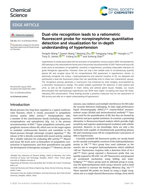 Pdf Dual Site Recognition Leads To A Ratiometric Fluorescent Probe For Norepinephrine