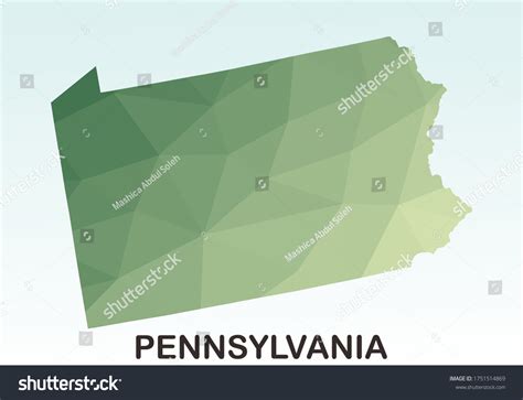 Pennsylvania States Map Polygonal Geometricgreen Low Stock Vector