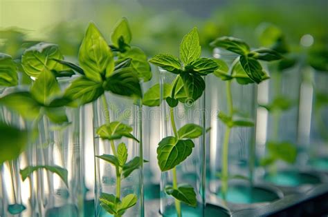 Many Green Plants In Test Tubes Stock Illustration Illustration Of