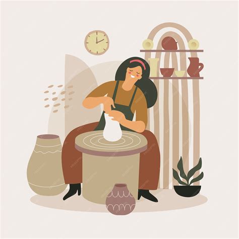 손으로 그린 도자기 일러스트레이션 프리미엄 벡터