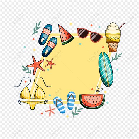 노란색 여름 일러스트 스티커 수박 수영복 테두리노랑구두 Png 일러스트 무료 다운로드 Lovepik