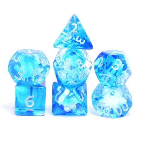 ゲームダイスセット多面体透明 2 色ブルー透明ダイスセット卓上ゲーム d4 d6 d8 d10 d12 d20 atq temu japan