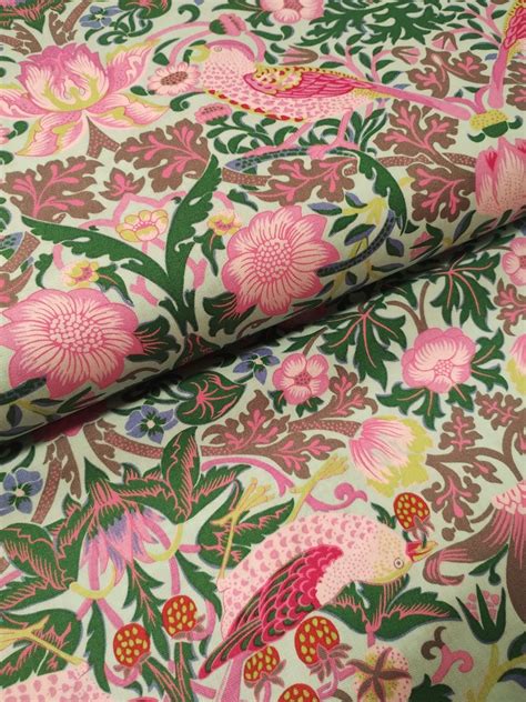 William Morris Kaffe Fassett Pink Strawberry Thief Cotton Fabric