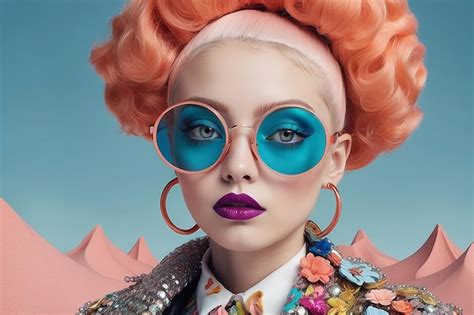 Premium Photo Gen Z Person Exploring Absurdist Fashion And Beauty