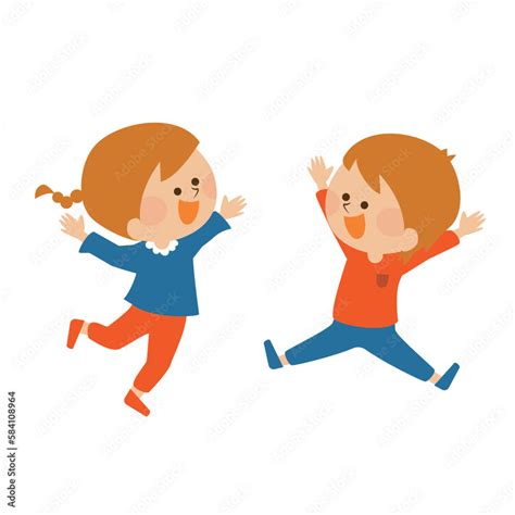 ジャンプする子供達のイラスト素材 Stock Vector Adobe Stock