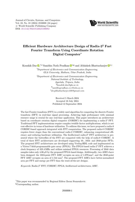 Efficient Hardware Architecture Design Of Radix 22 Fast Fourier Transform Using Coordinate