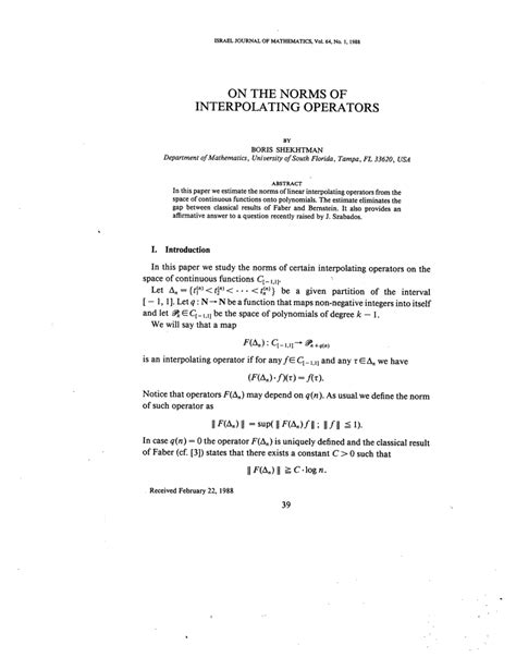 Pdf On The Norms Of Interpolating Operators