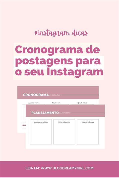 Cronograma De Postagens Para Instagram Dicas De Blog Planilhas De