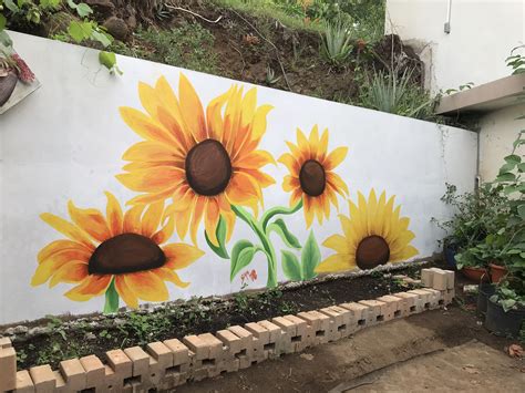 Outdoor Wall Art With Sunflowers