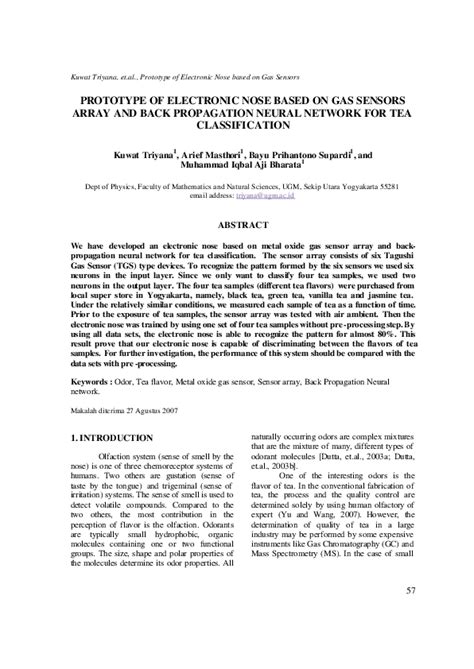 pdf prototype of electronic nose based on gas sensors array and back