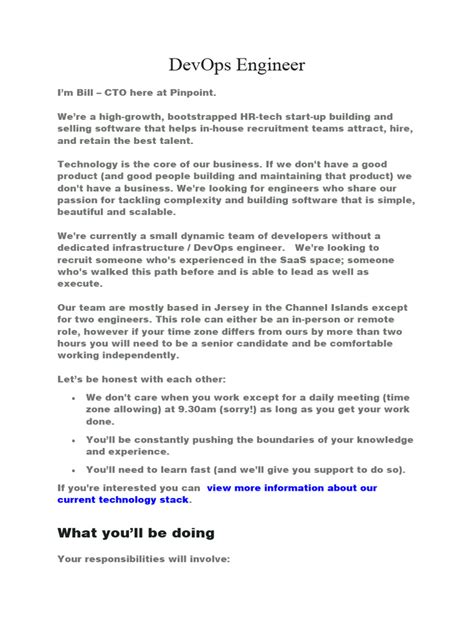 Senior Lead Devops Engineer Pinpoint Remote Pdf Cloud Computing