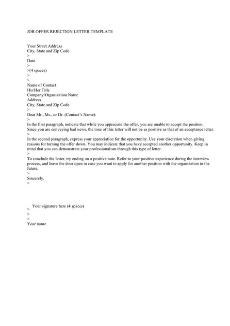 Rejection Offer Letter Sample Collection Letter Template Collection