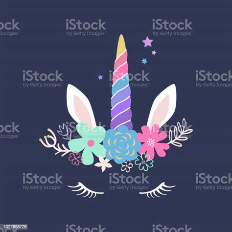 귀여운 유니콘 일러스트 벡터 현대 마법의 인사말 카드 포스터 셔츠 디자인 0명에 대한 스톡 벡터 아트 및 기타 이미지 0명
