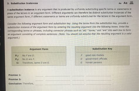 Solved 2 Substitution Instances Aa Aa E A Substitution