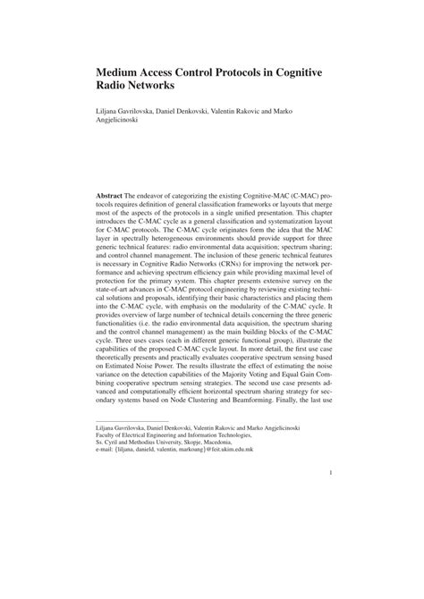 Pdf Medium Access Control Protocols In Cognitive Radio Networks