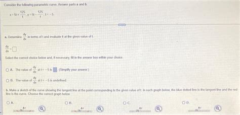 Solved Consider The Following Parametric Curve Answer Parts Chegg