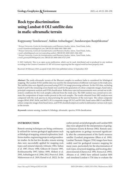 PDF Rock Type Discrimination Using Landsat 8 OLI Satellite Data In