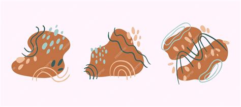 추상 미적 Boho 모양 그림 장식을 위한 추상 손으로 그린 모양 프리미엄 벡터