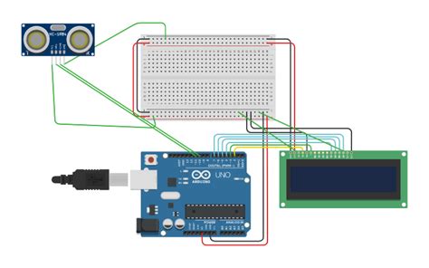 Circuit Design Distance Measurement Using Ultrasonic Sensor With Lcd Tinkercad
