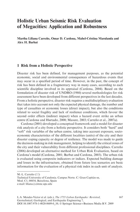 Pdf Holistic Urban Seismic Risk Evaluation Of Megacities Application And Robustness