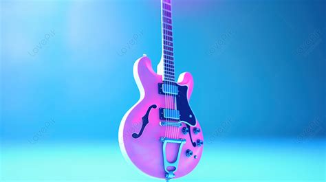 파란색 배경에서 빛나는 생생한 3d 복고풍 핑크 일렉트릭 기타 음악 배경 고풍 배경 나는 배경 이미지 Hd 음악 고풍 나는 배경 사진 무료 다운로드 Lovepik