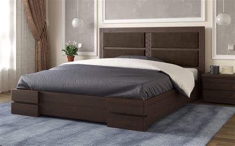 Кровать двуспальная 180x200 Кардинал 1 с подъемным механизмом Arbor Drev дерево бук Орех Темный