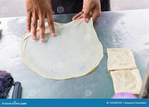 Roti Making Roti Thresh Flour By Roti Maker With Oil Indian Traditional Street Food Thai