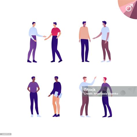 시민 남성 다양 한 민족 설정 벡터 플랫 사람 그림입니다 캐주얼 과 패션 천에 남자의 그룹 배너 포스터 배경 스케치 예술을위한