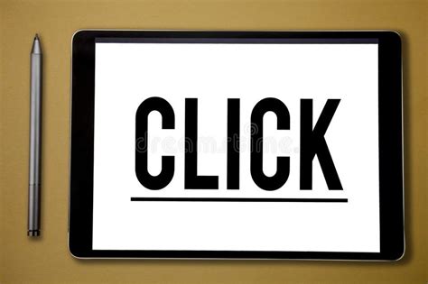 Text Sign Showing Click Conceptual Photo Act Of Pressing A Button On A