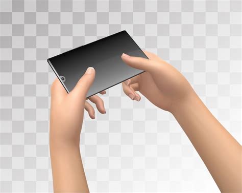 Manos humanas sosteniendo un teléfono móvil Vector Premium