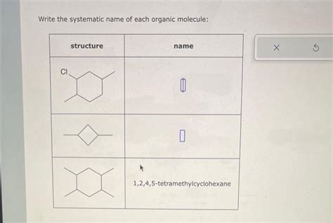 Solved Write The Systematic Name Of Each Organic Molecule