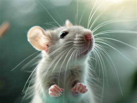 Premium Photo A Close Up Of A Small White Mouse Looking Up