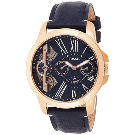 Buy Fossil Grant Blue Leather Strap Blue Dial Automatic Watch For Gents Me1162 Online In
